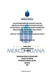 ANALISIS PERBANDINGAN QUANTITY TAKE-OFF PEKERJAAN STRUKTUR MENGGUNAKAN METODE KONVENSIONAL DAN ...